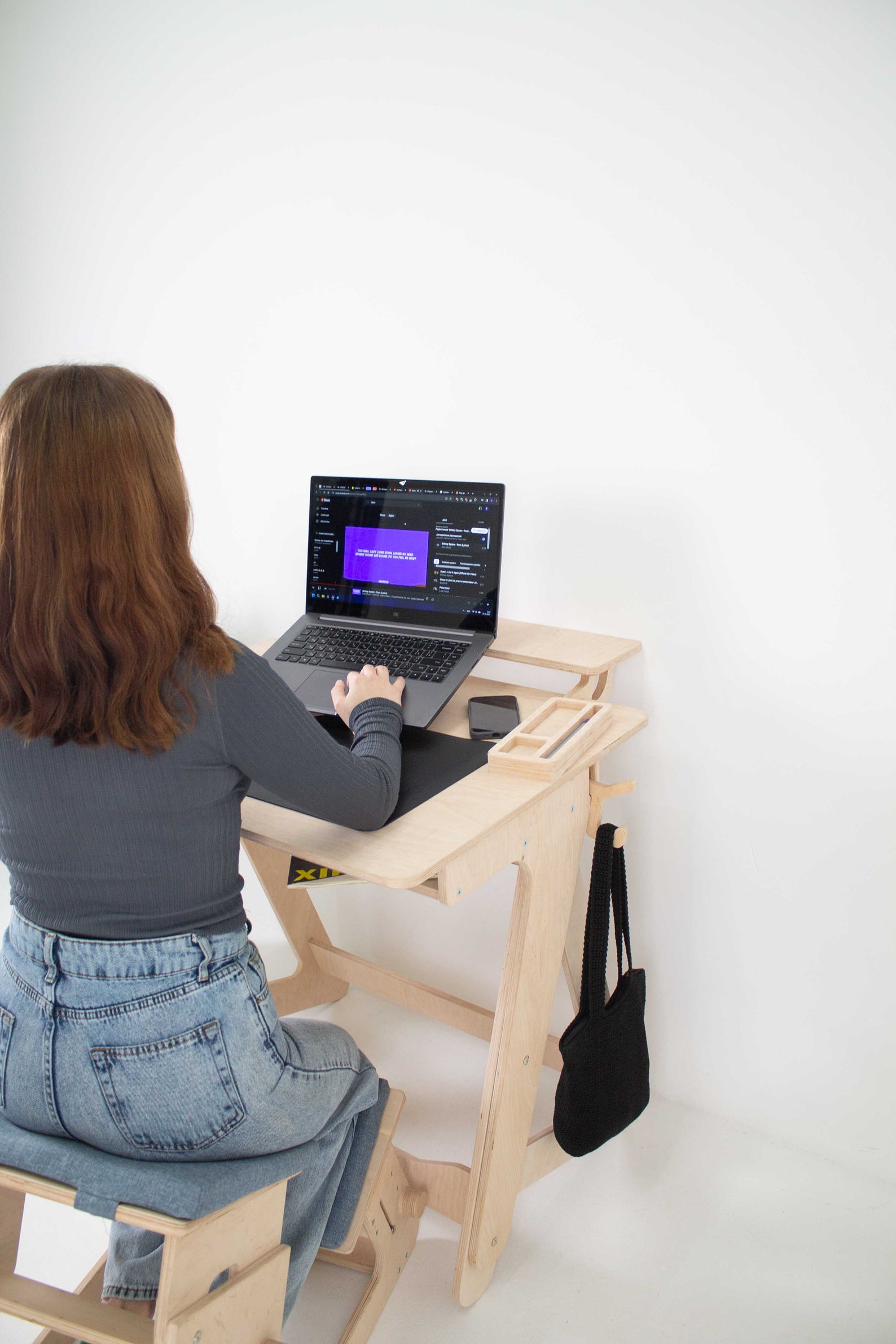 Computer Desk Wooden Standing Desk Home Office Furniture Modern Stand ...