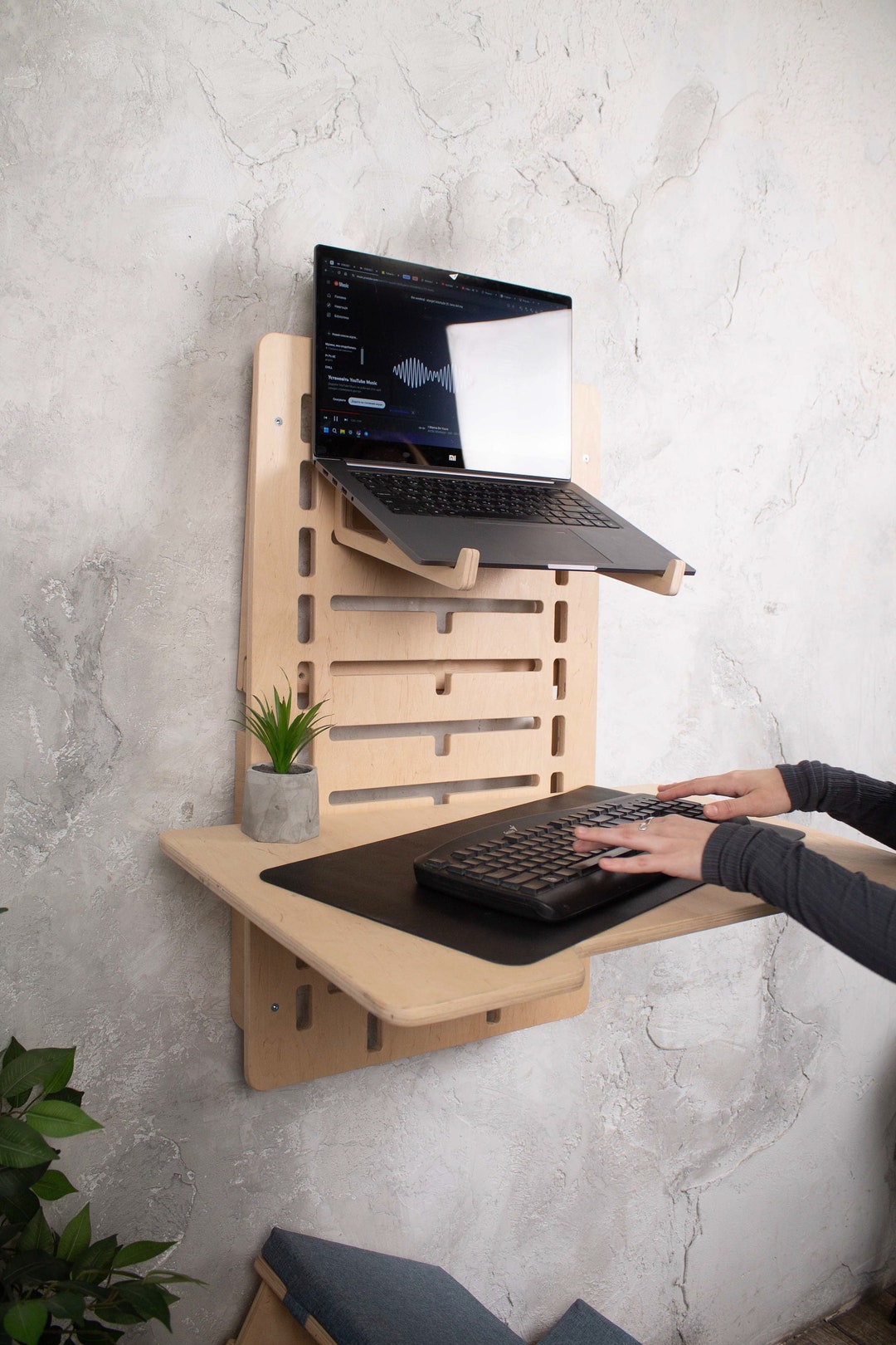 Plywood Furniture Wall Mount Desk Floating Table Adjustable Murphy Desk ...