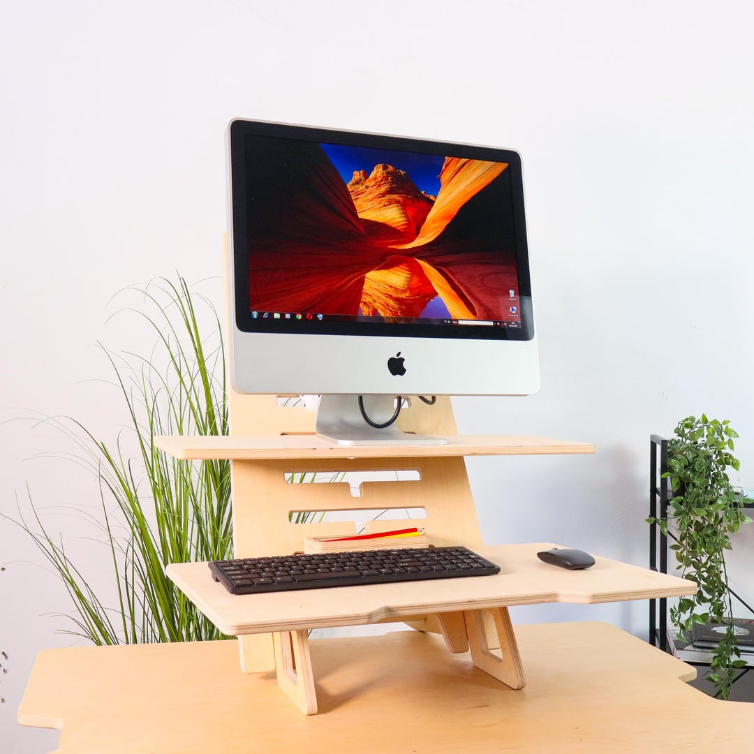 Adjustable Plywood Mini Desk Converter: Ergonomic Standing Laptop Riser ...
