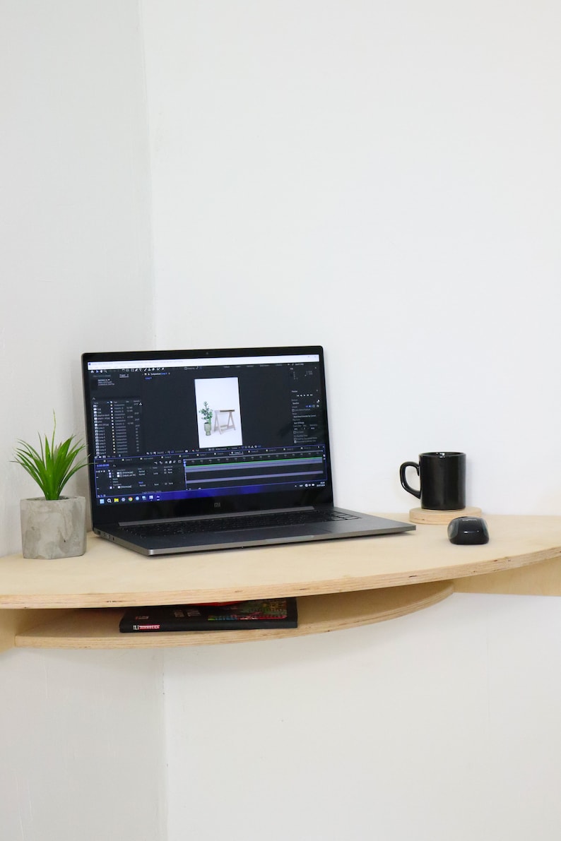 Computer Desk Wall Mount Corner Desk Plywood Floating Table Custom Home ...