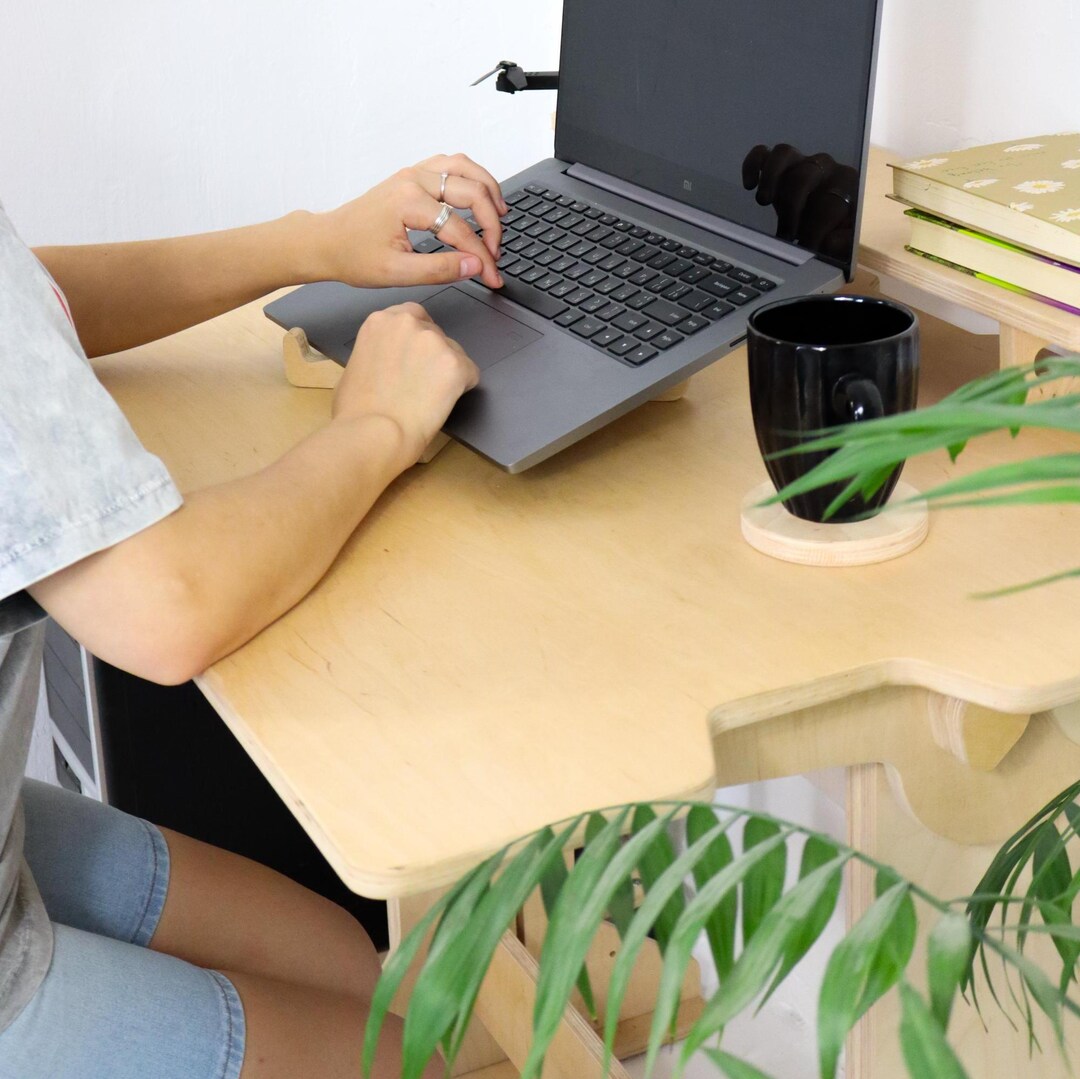 Computer Desk Adjustable Standing Plywood Table Office Furniture Fold ...