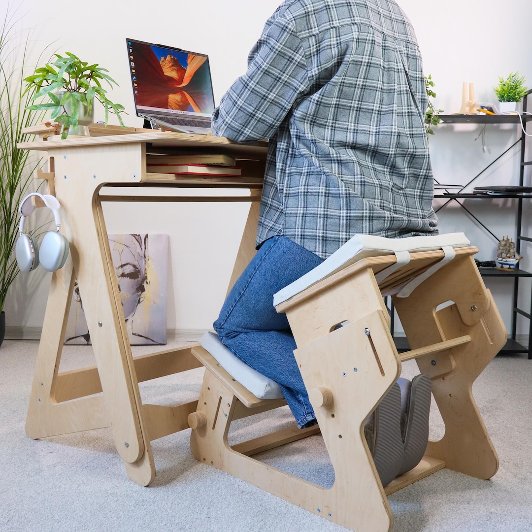 Adjustable Plywood Standing Desk: Home Office Ergonomic Workstation - Etsy