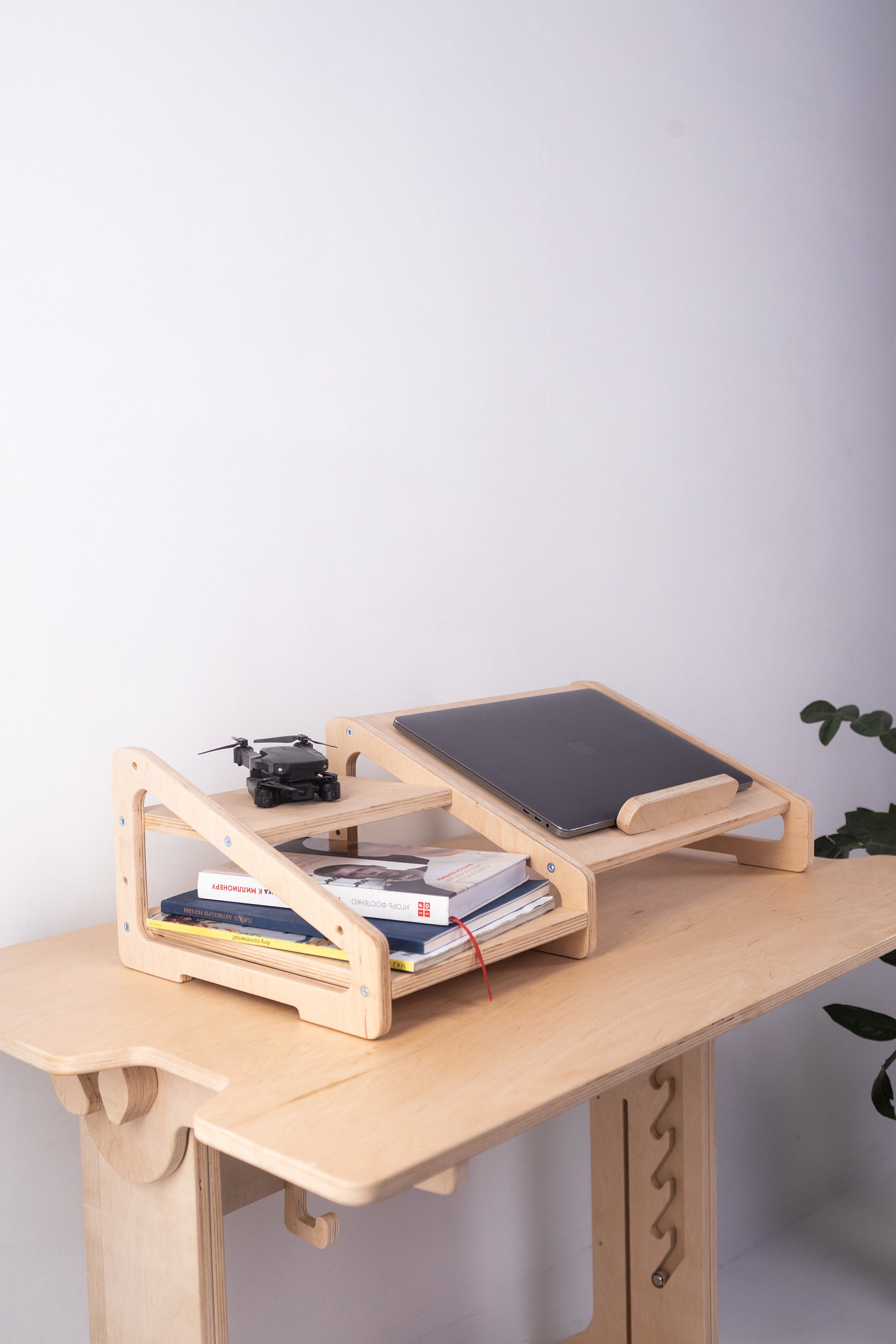 Laptop Stand Wood Natural Desktop Laptop Stand Desk Organizer Office ...