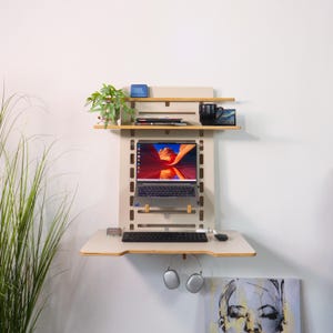 Wall Desk Workstation Home Office Organization Standing Table Custom ...