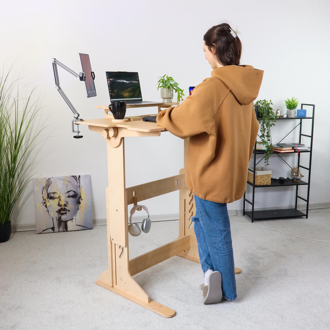 Standing Desk Computer Table Laptop Holder Wood Desk Adjustable Desk ...