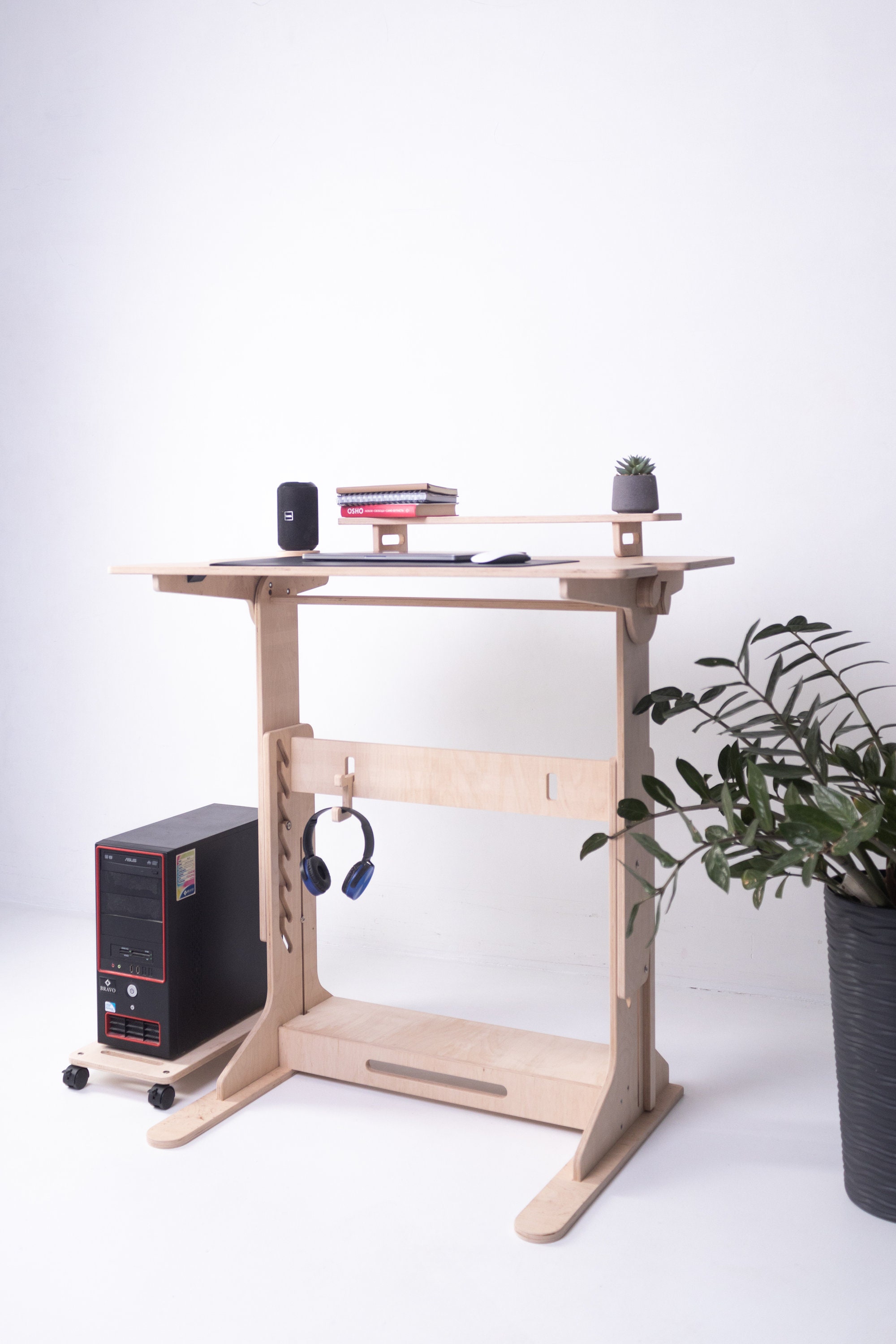 Computer Desk Plywood Adjustable Standing Desk Office Furniture Fold ...