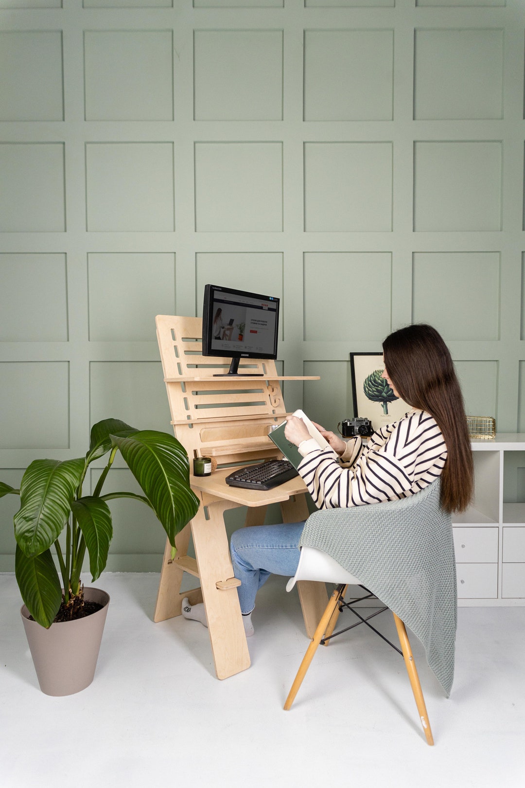 Standing Desk Engraved Wood Laptop Desk, Computer Stand Adjustable ...