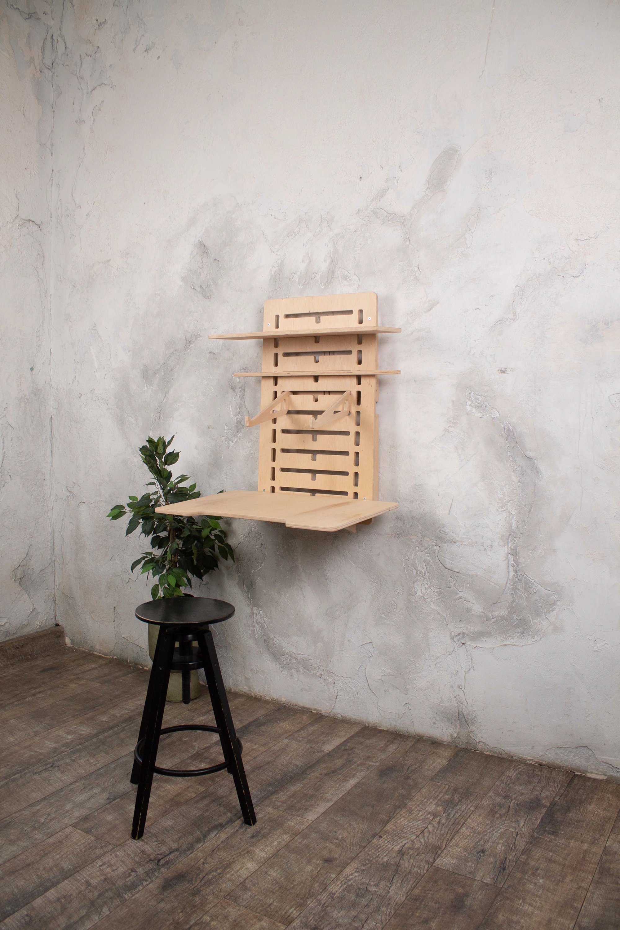 Computer Desk Wall Mount Murphy Desk Plywood Floating Desk Hidden ...