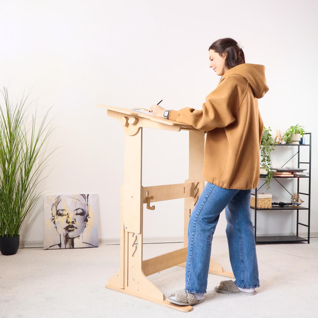 Ergonomic Plywood Standing Desk: Adjustable Height Home Office - Etsy
