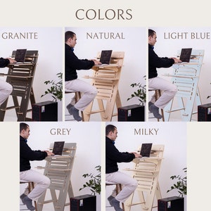 Computer Desk Adjustable Wooden Standing Laptop Desk Office Workstation ...