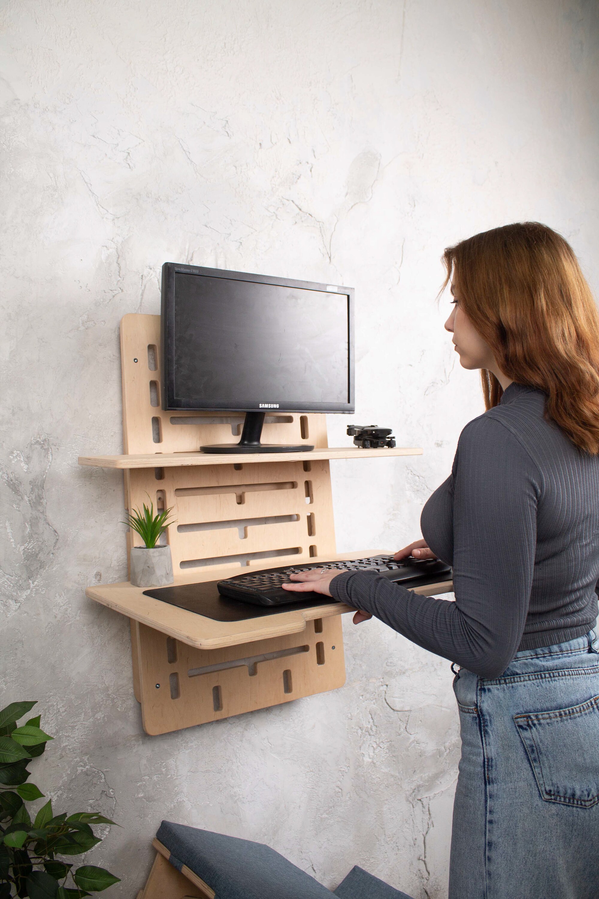 Computer Desk Wall Mount Murphy Desk Plywood Floating Desk Hidden ...