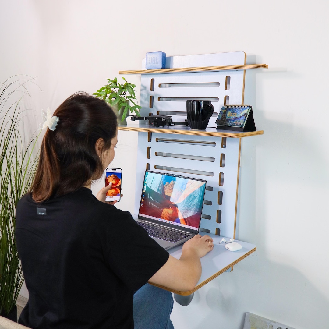 Wall Desk Standing Shelf Floating Table Mounted Folding Murphy Small ...