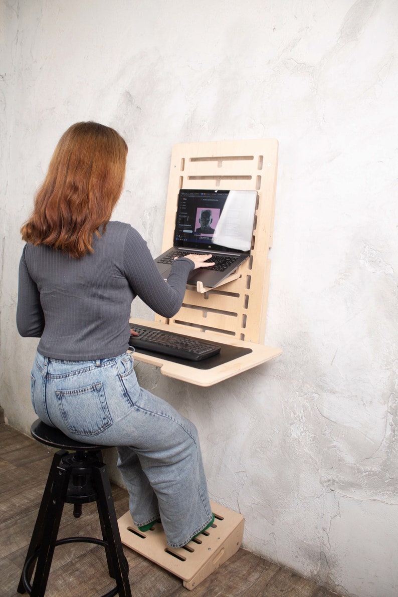Computer Desk Wall Mount Murphy Desk Plywood Floating Desk Hidden ...