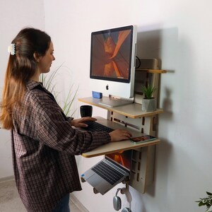 Wall Desk Workstation Home Office Organization Standing Table Custom ...