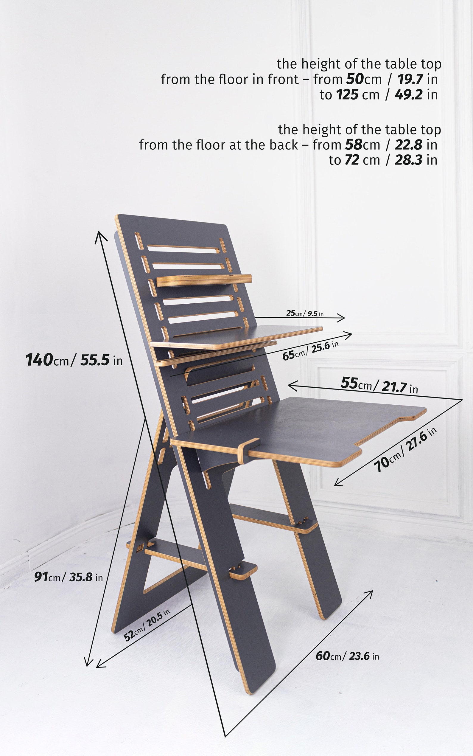 Computer Desk Adjustable Wooden Standing Laptop Desk Office Workstation ...