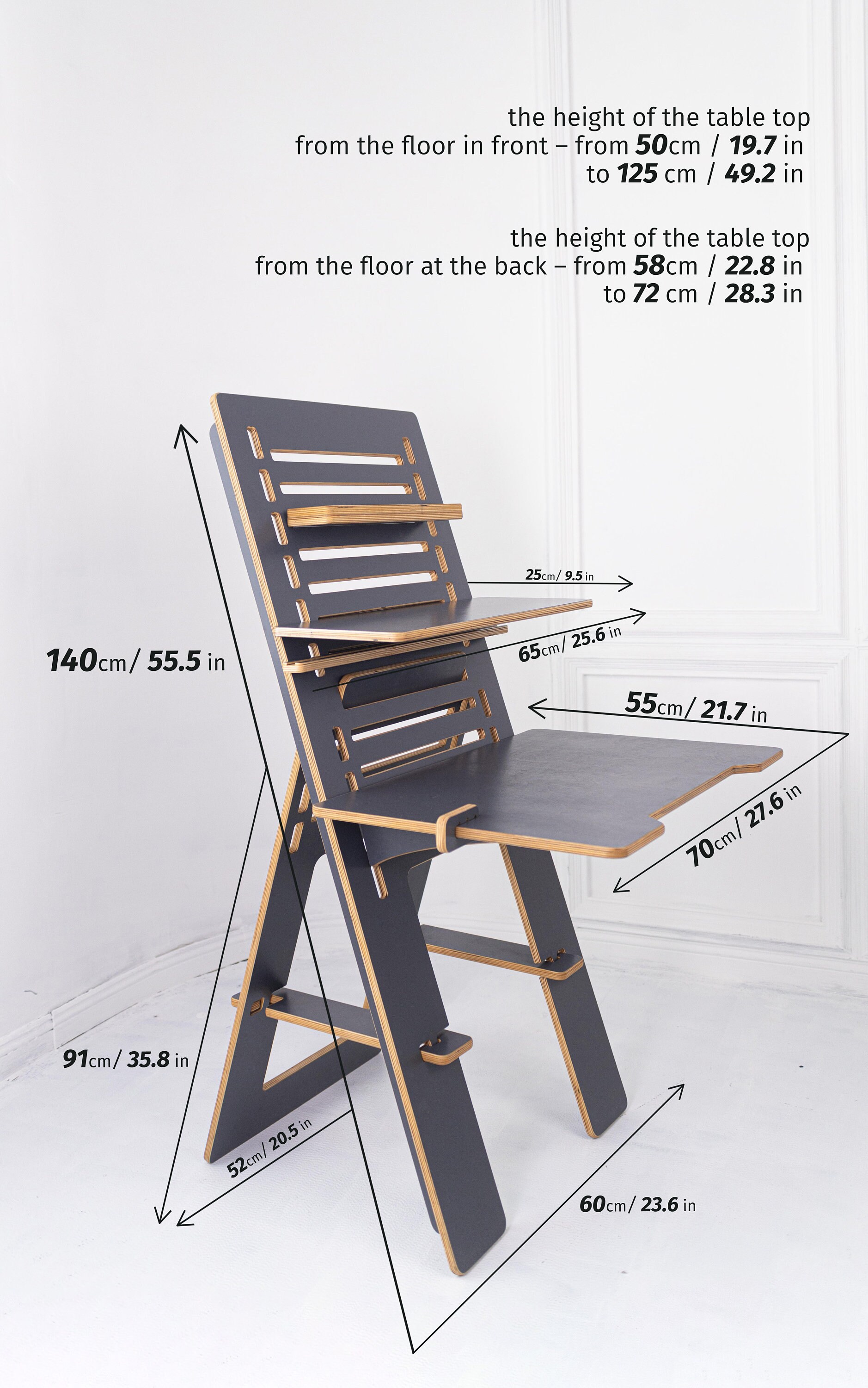 Computer Desk Adjustable Wooden Standing Laptop Desk Office Workstation ...