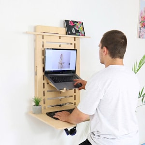 Computer Desk Wall Mount Murphy Desk Plywood Floating Desk Hidden ...