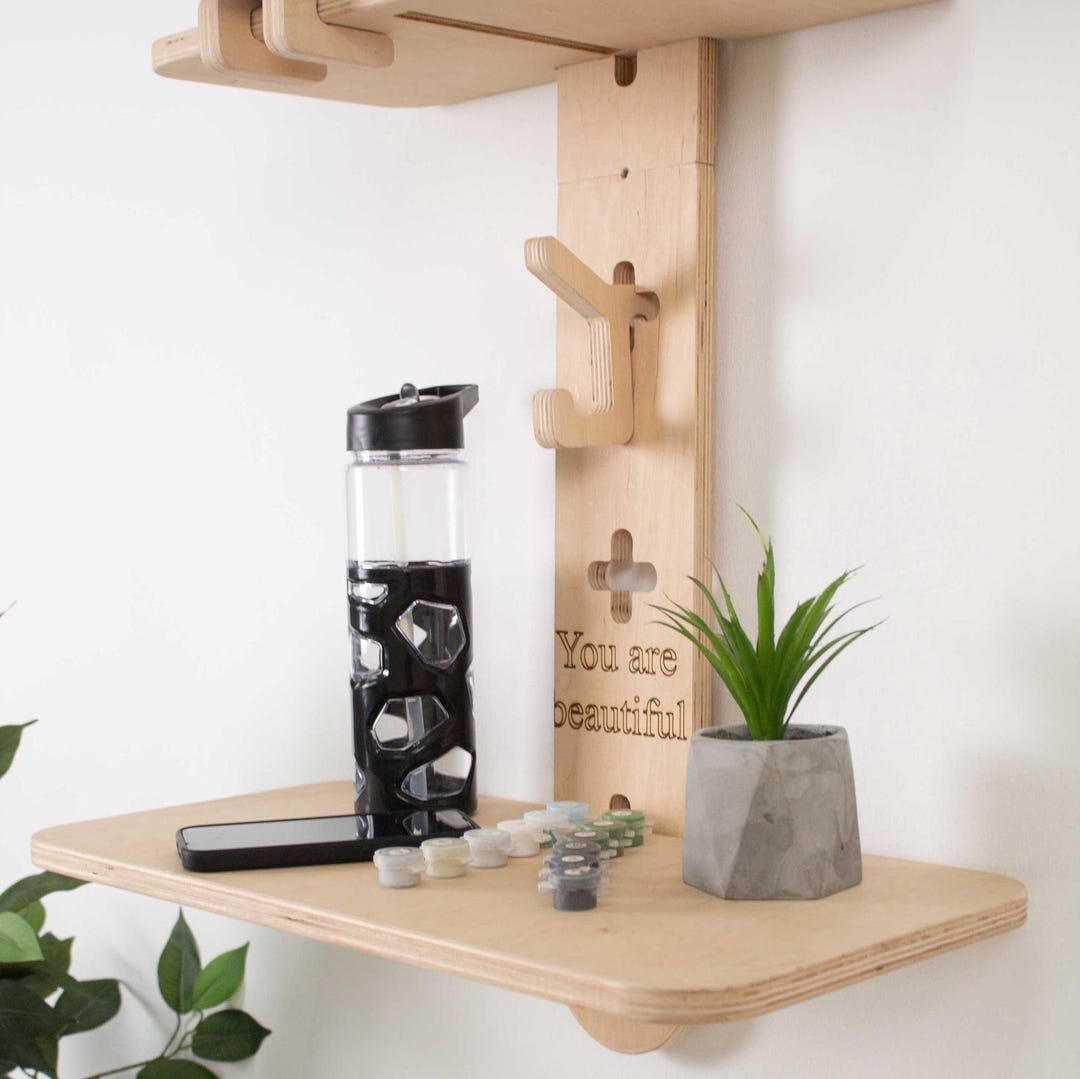 Storage Organization Plywood Wall Shelf With Hook Floating Shelf Wall ...