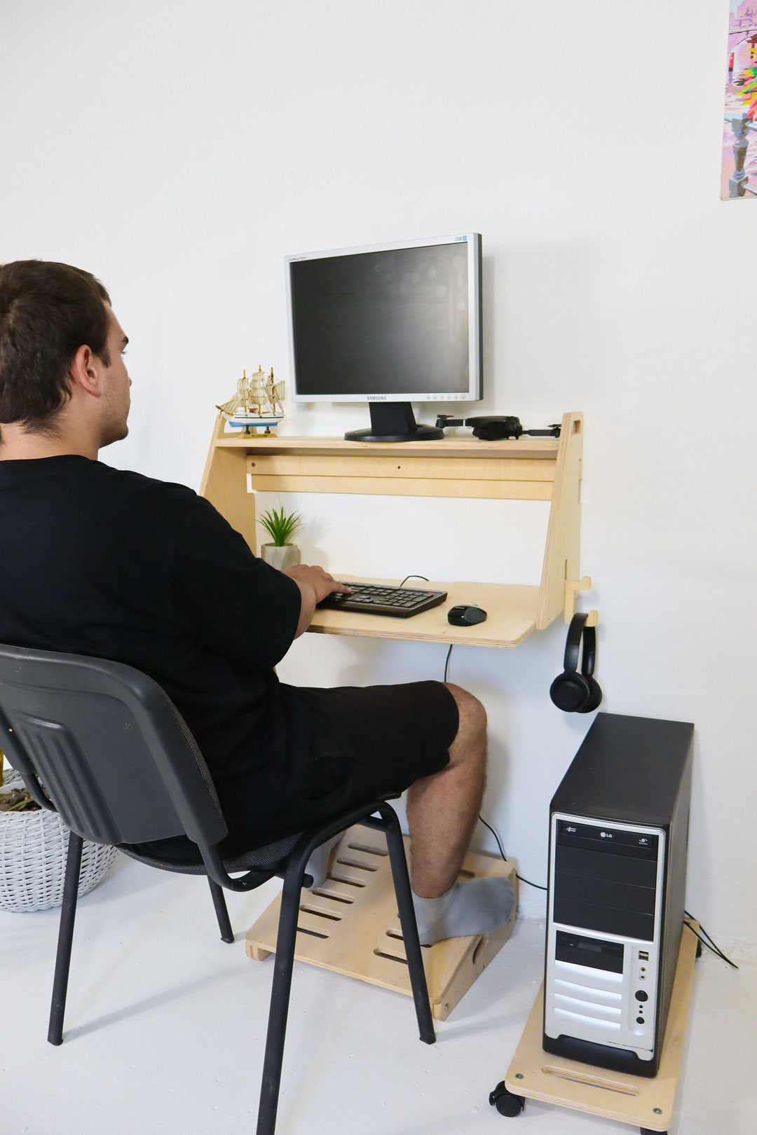 Computer Desk Wall Mount Table Plywood Home Office Desk Floating Custom ...