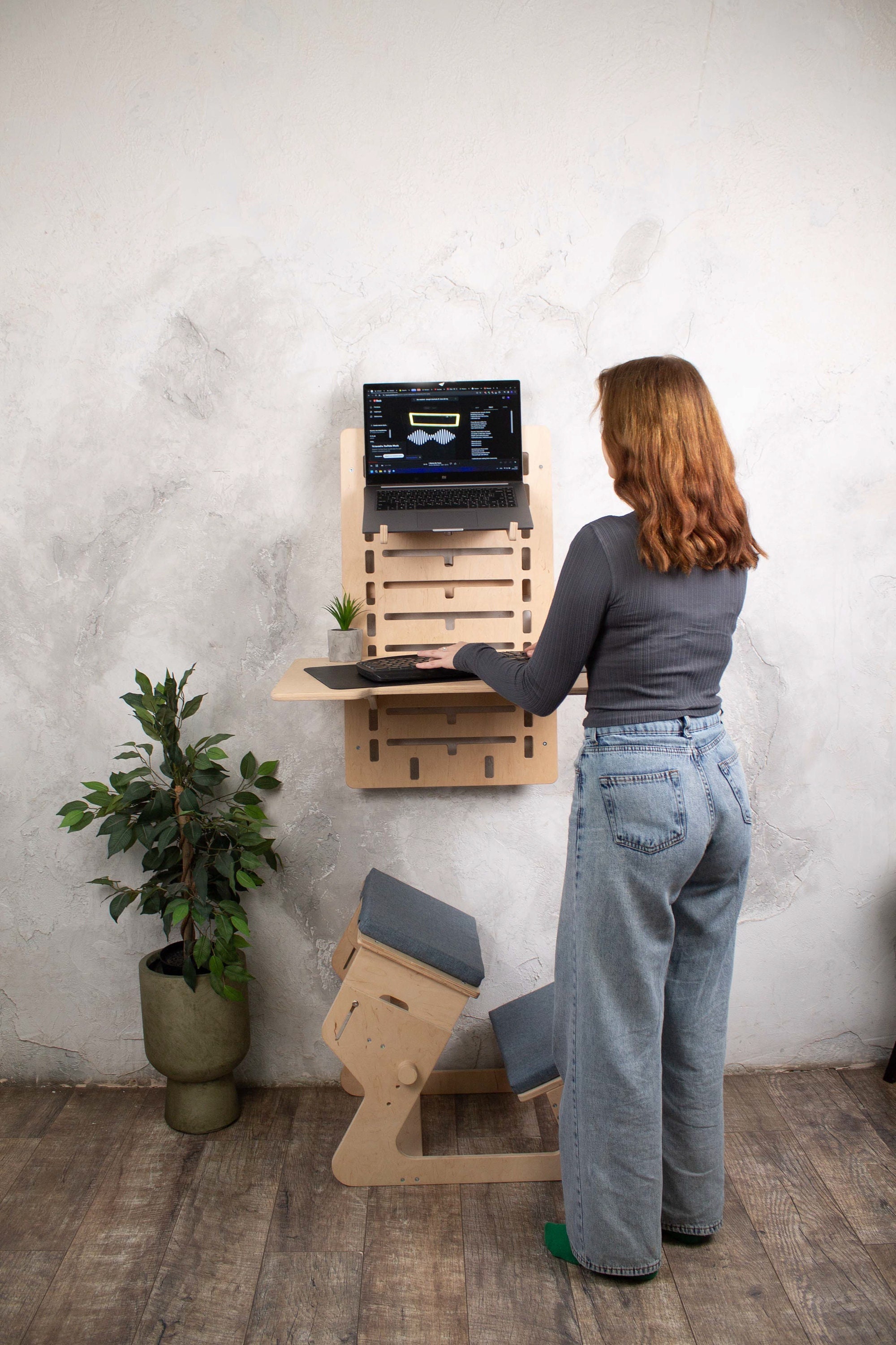 Computer Desk Wall Mount Murphy Desk Plywood Floating Desk Hidden ...
