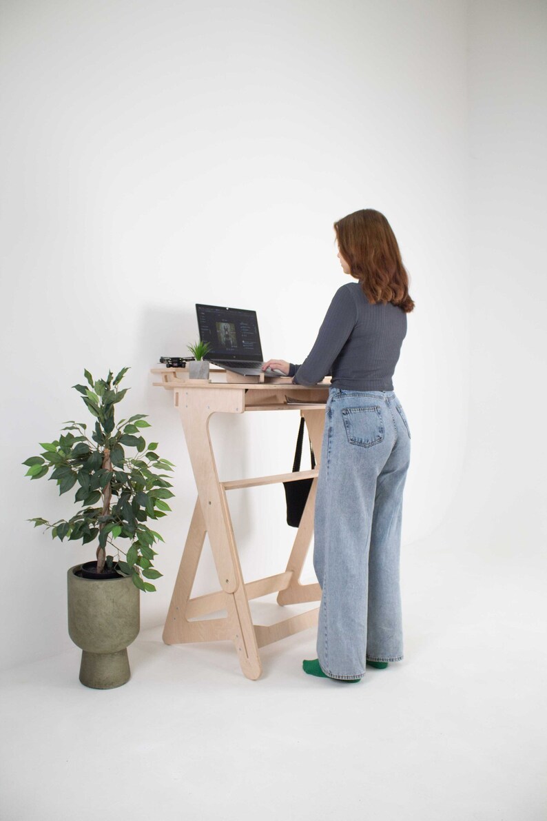Computer Desk Wooden Standing Desk Home Office Furniture Modern Stand ...