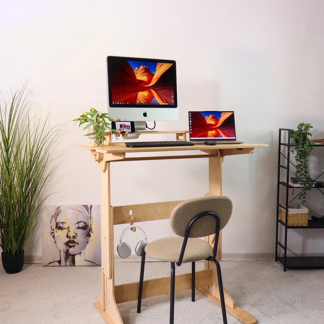 Plywood Standing Desk: Ergonomic Folding Home Office Furniture - Etsy