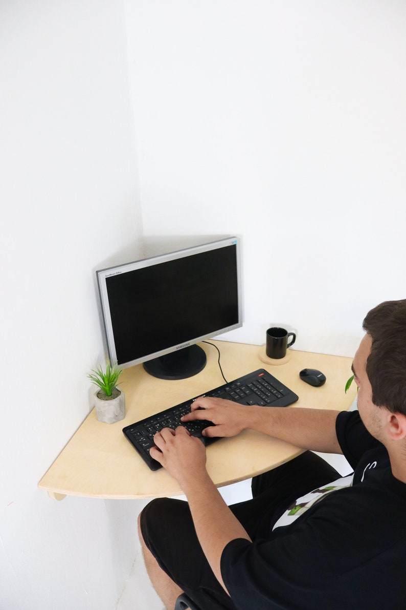 Plywood Furniture Computer Desk Wall Mount Corner Desk Floating Table ...