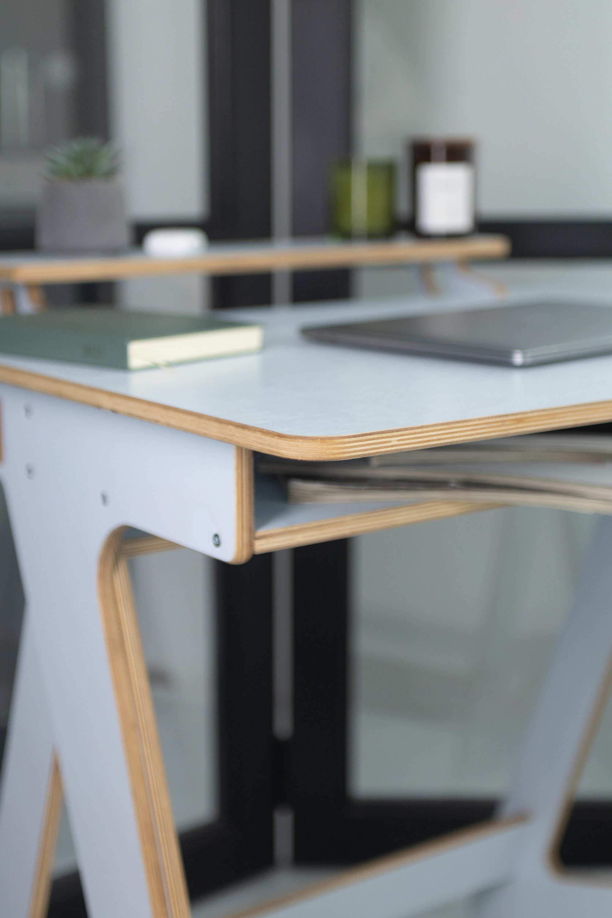 Wooden Office Desk Personalized Computer Desk With Shelf Sit Adjustable ...