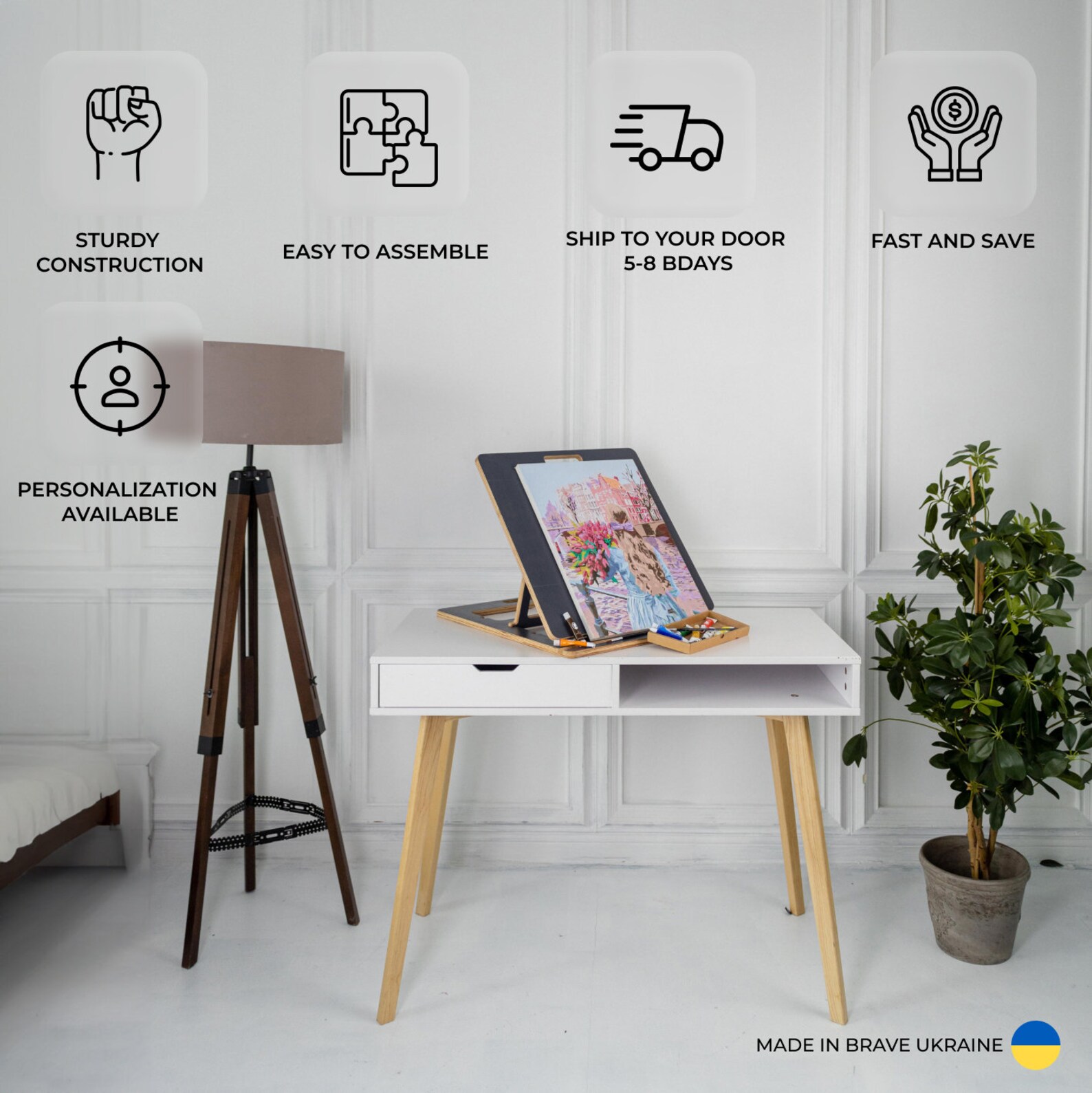 Drawing Board Adjustable Mini Art Desk Wooden Easel Portable Painting ...