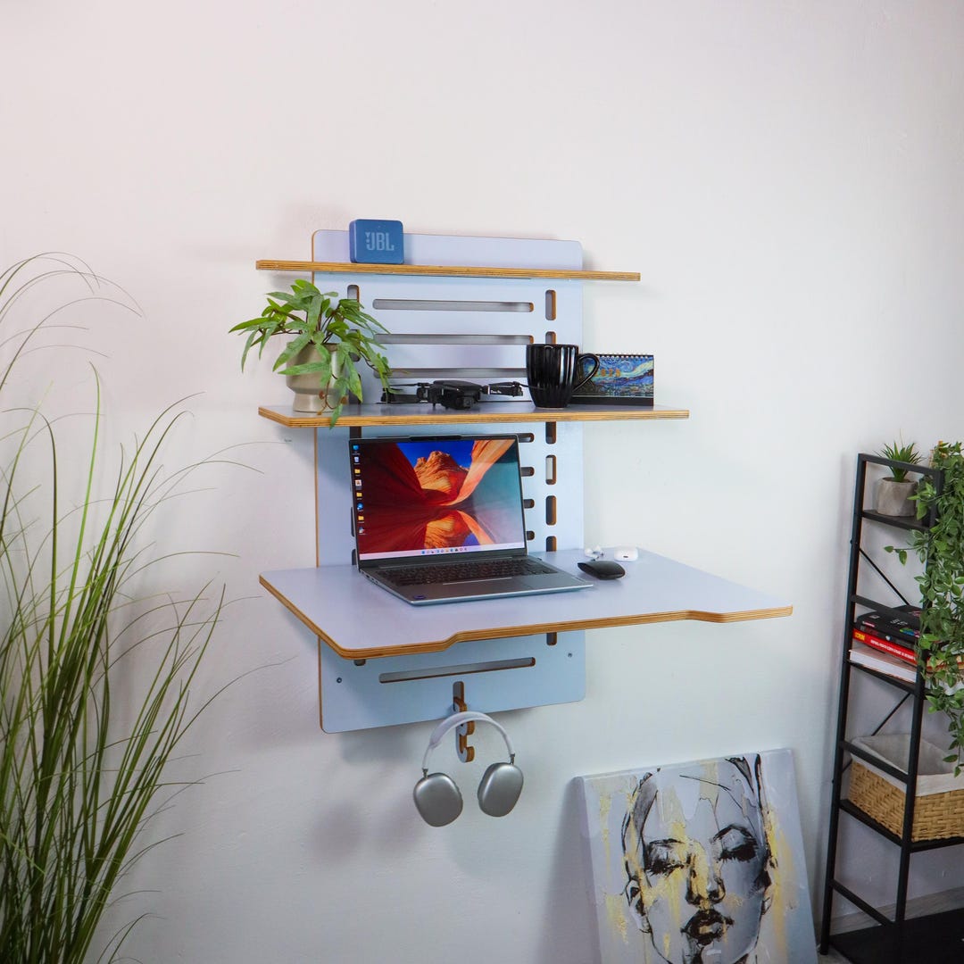 Computer Desk Wall Mount Murphy Desk Plywood Floating Desk Hidden ...