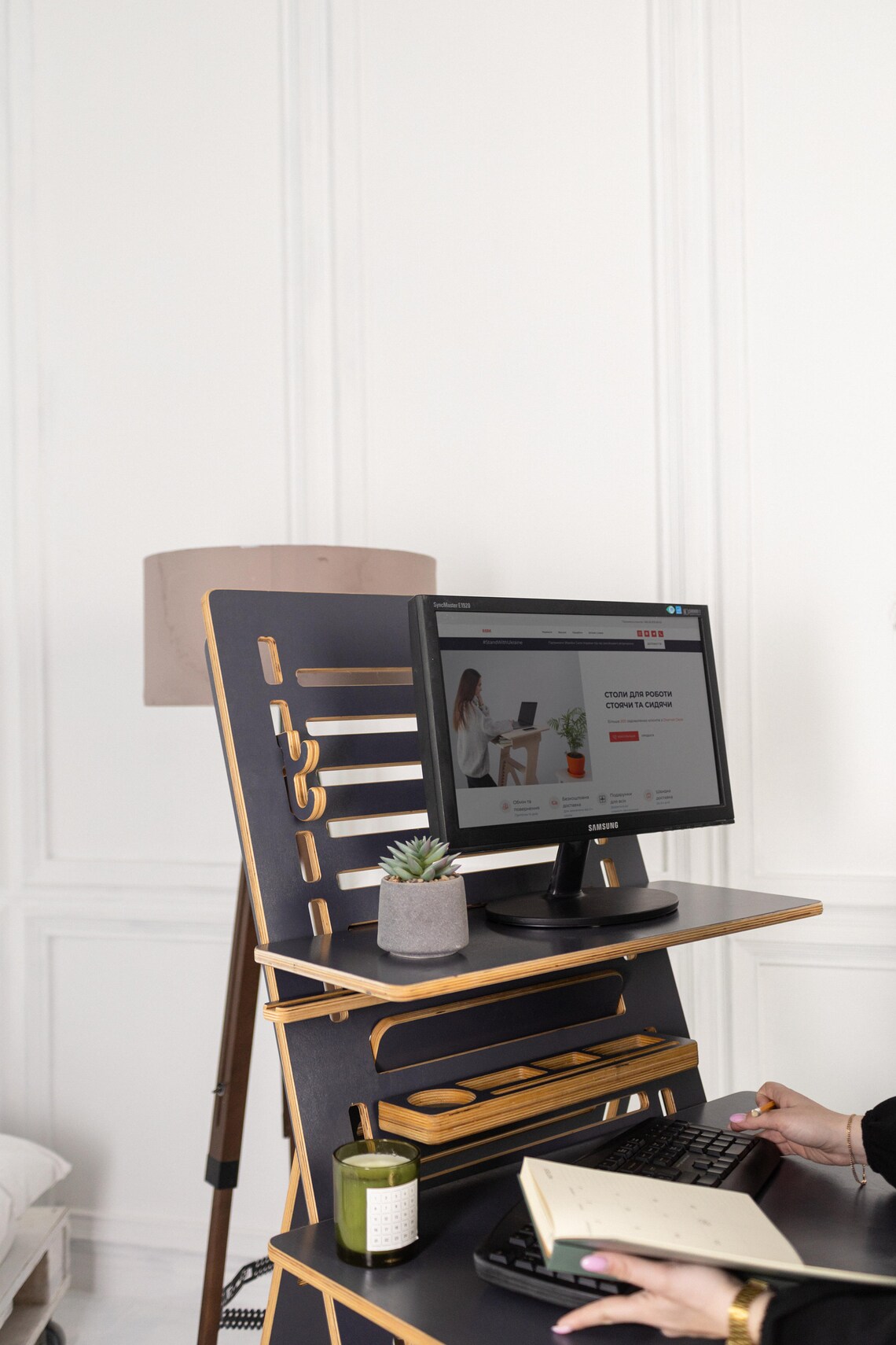 Computer Desk Adjustable Wooden Standing Laptop Desk Office Workstation ...