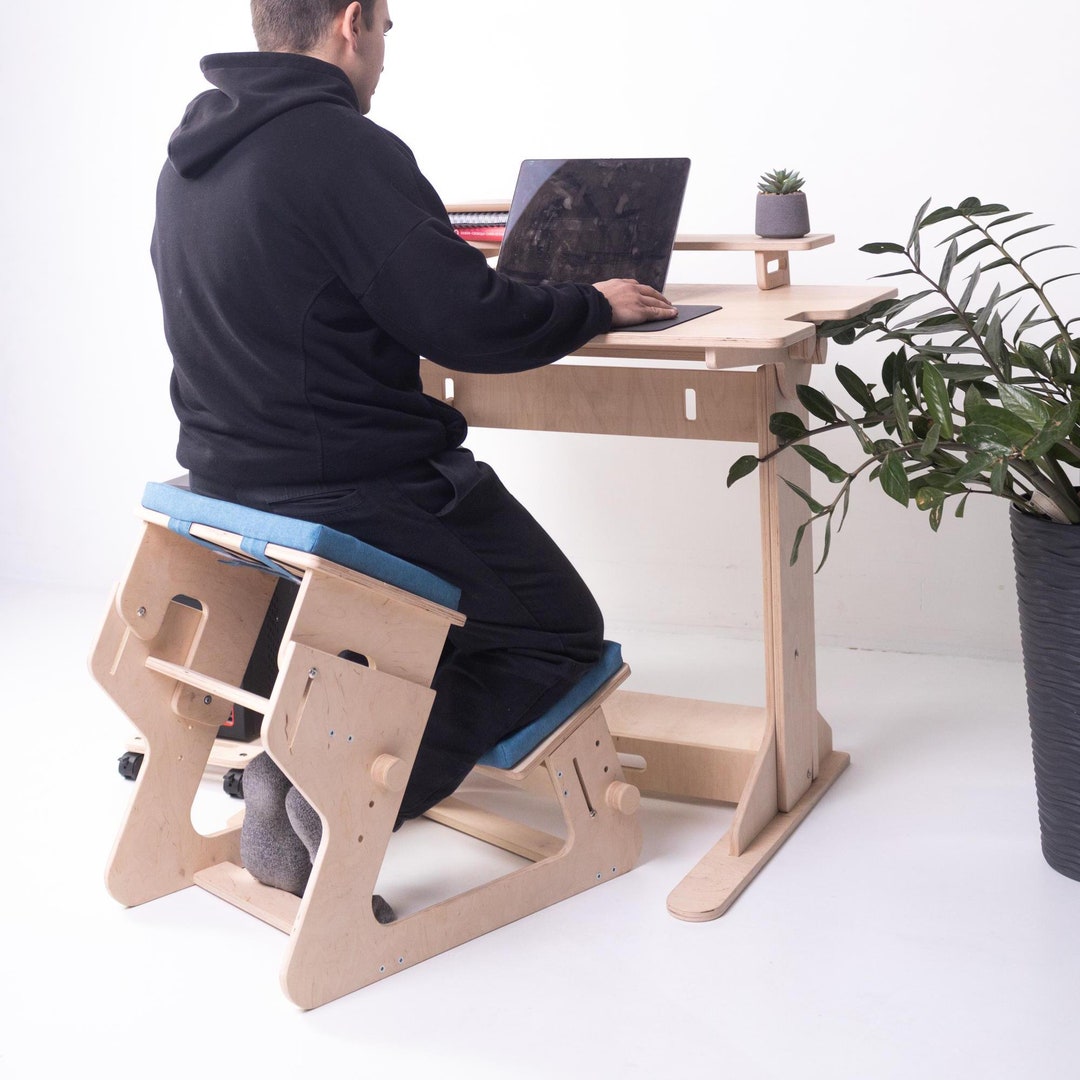 Kneeling Chair Adjustable Work Chair Reading Sitting Wooden Knee Chair ...