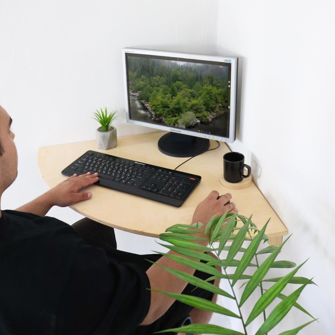 Computer Desk Wall Mount Corner Desk Plywood Floating Table Custom Home ...