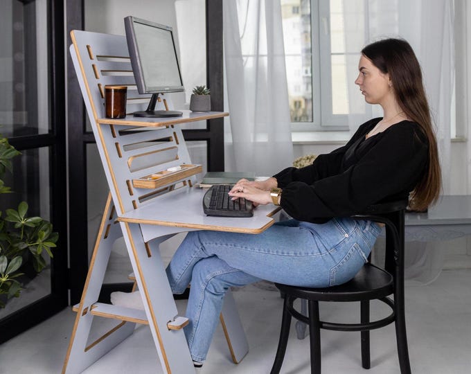 DIY Plans Adjustable Standing Desk Wall Mounted Plywood Construction - Etsy Australia