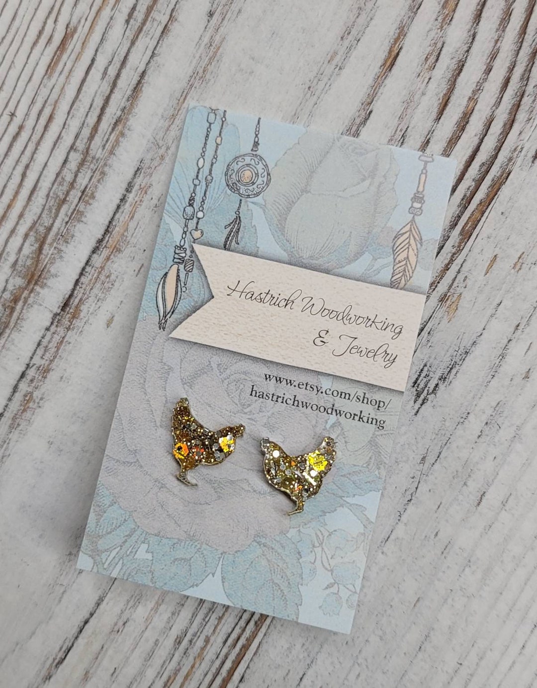 Holo Glitter Chicken Stud Earrings, Chicken Earrings, Chicken Post ...