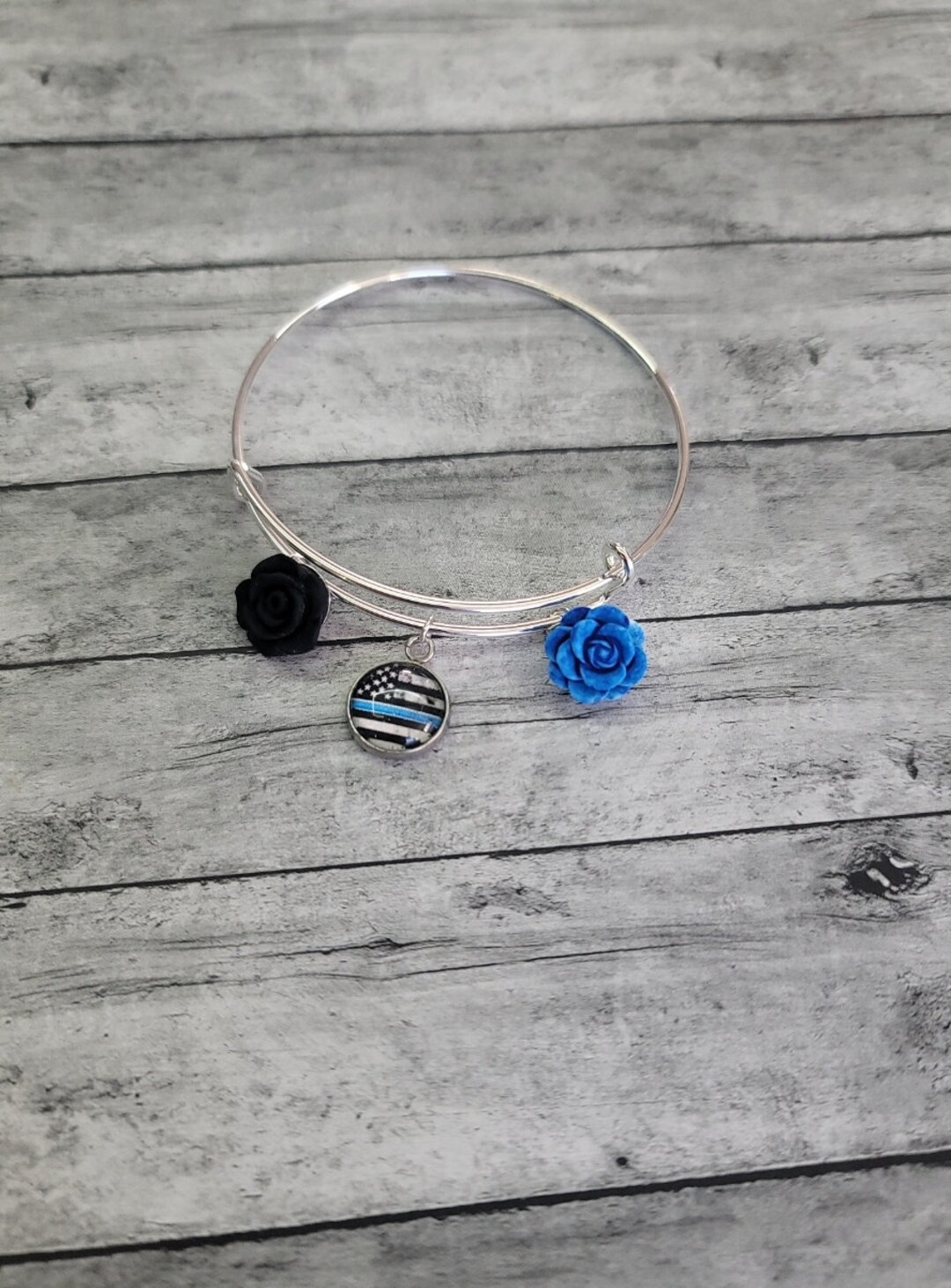 Thin Blue Line Flag Bracelet, Thin Blue Line Flag Bracelet Bangle Thin ...