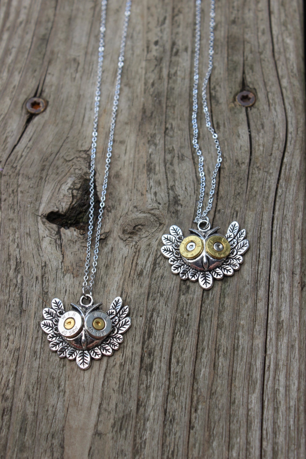 Handmade Owl Bullet Necklace in Silver OR Antique Brass, Owl Necklace ...