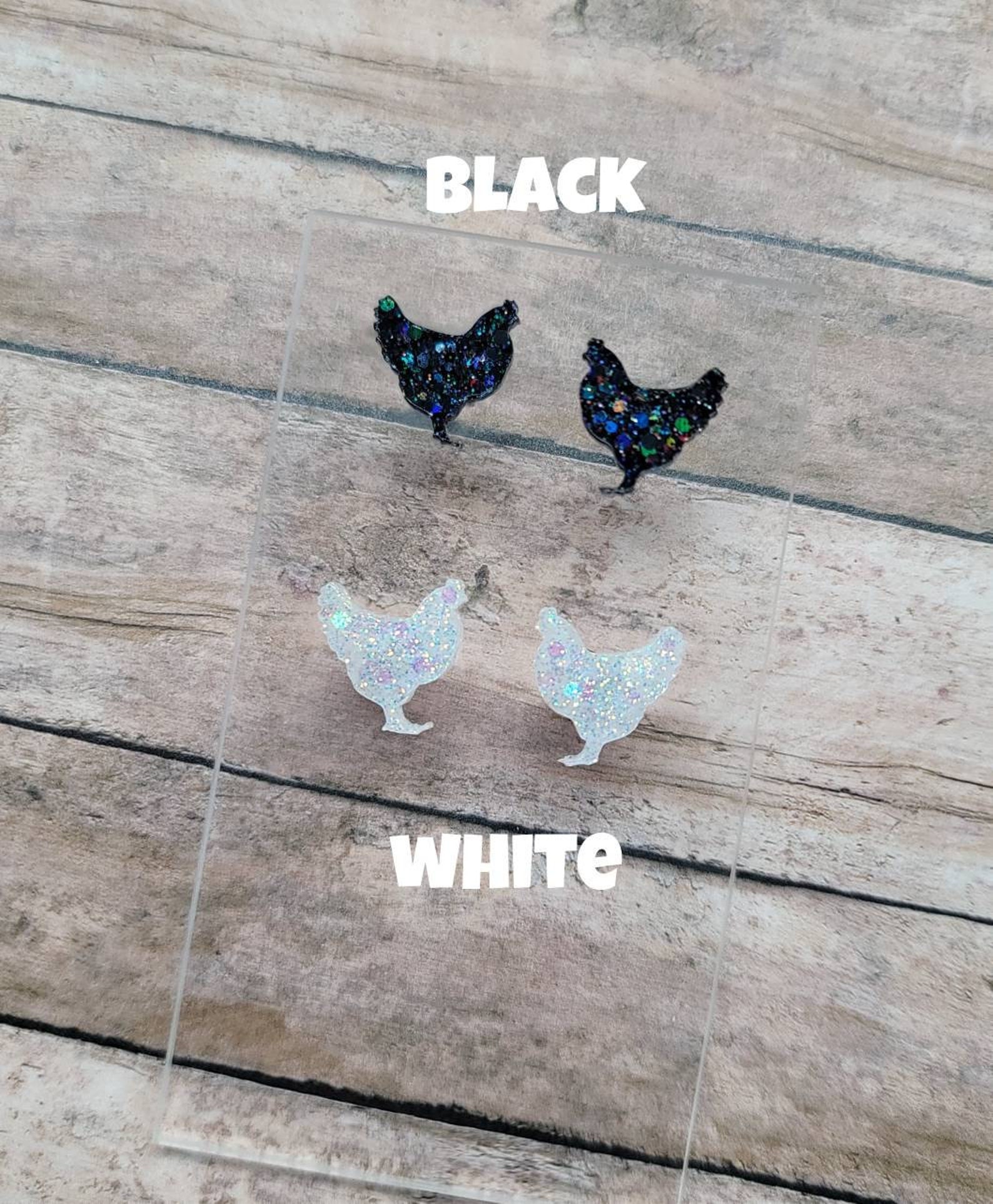 Glitter Chicken Stud Earrings, Chicken Earrings, Chicken Post Earrings ...