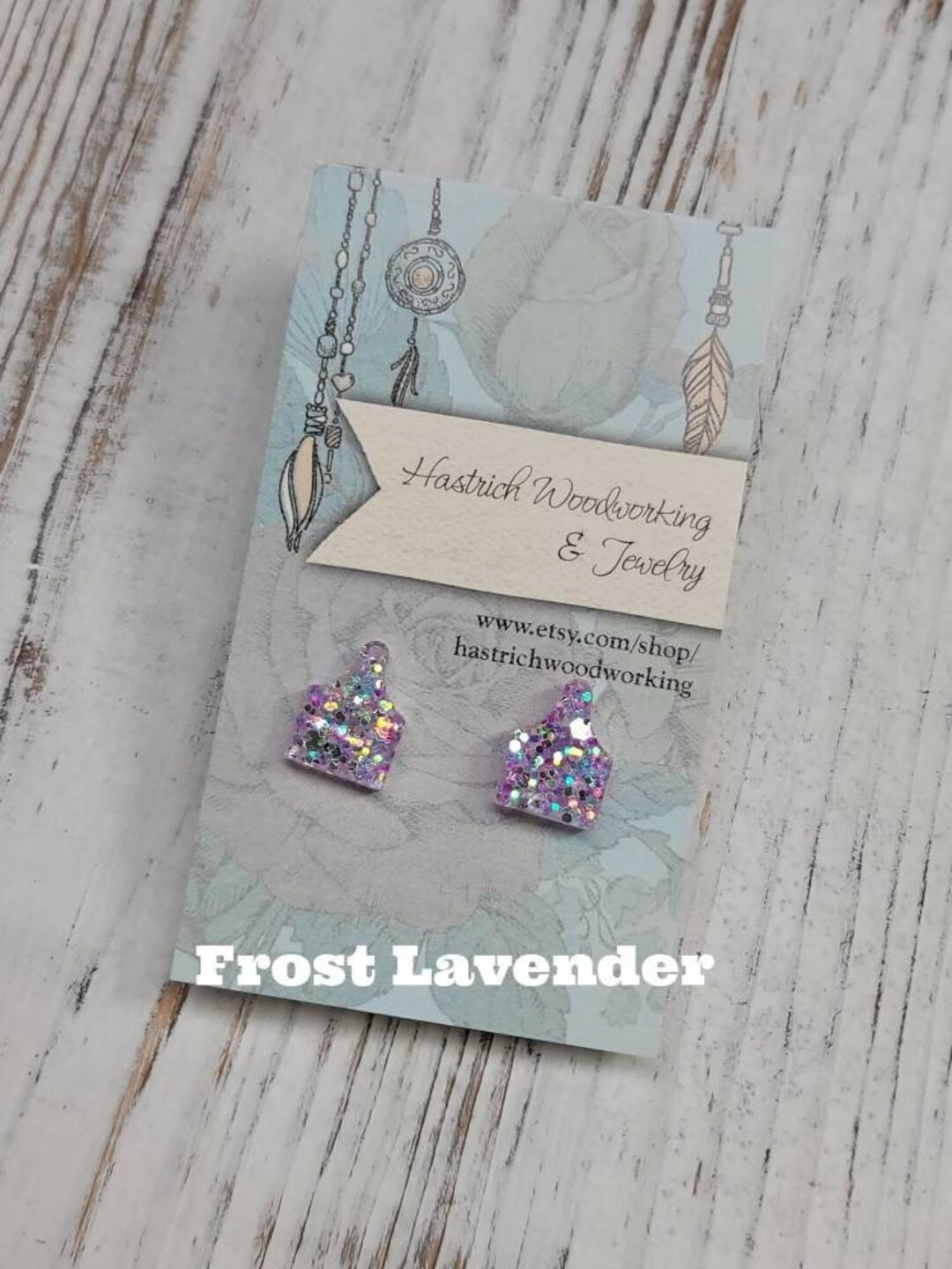 SPRING Glitter Cow Tag Stud Earrings, Cow Tag Earrings, Cattle Tag Stud ...