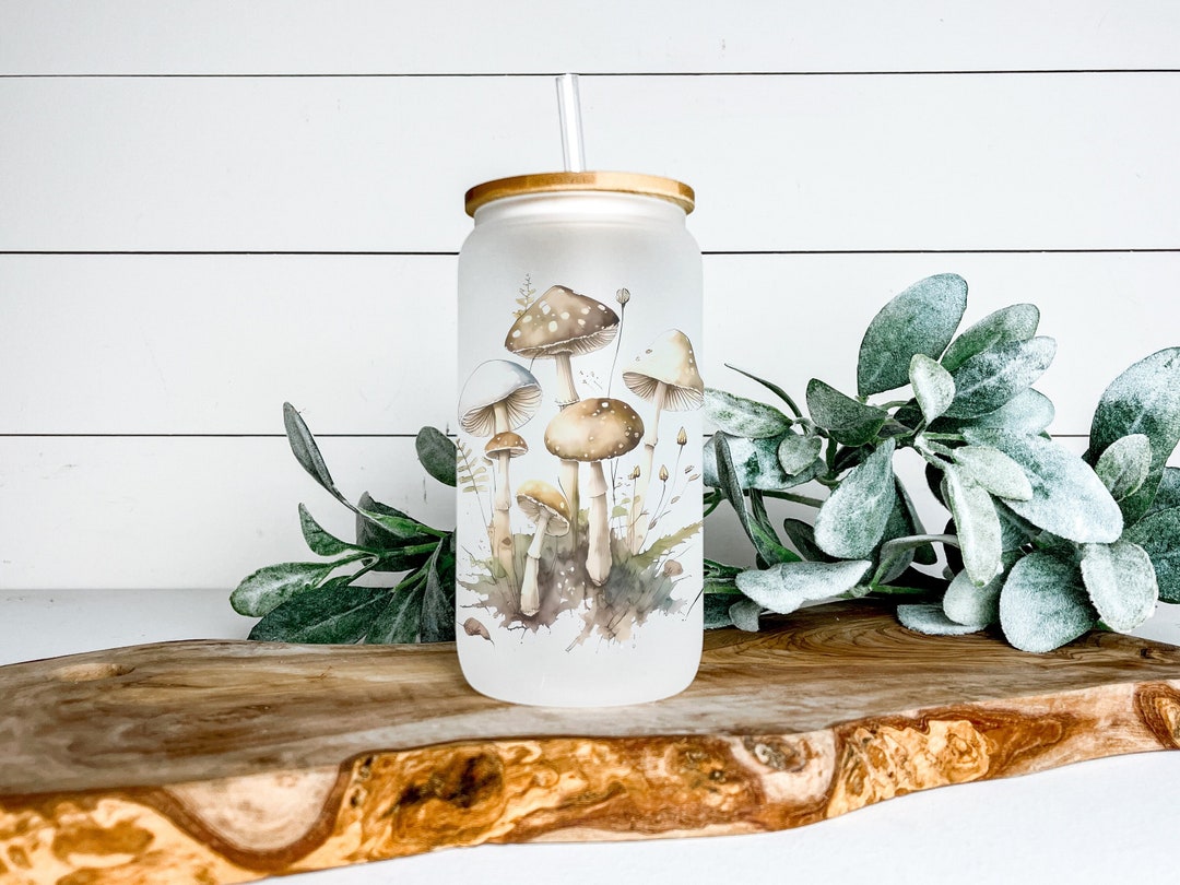 Cottagecore Cup Iced Coffee Cup Glass, Beer Can Glass, Cottagecore ...