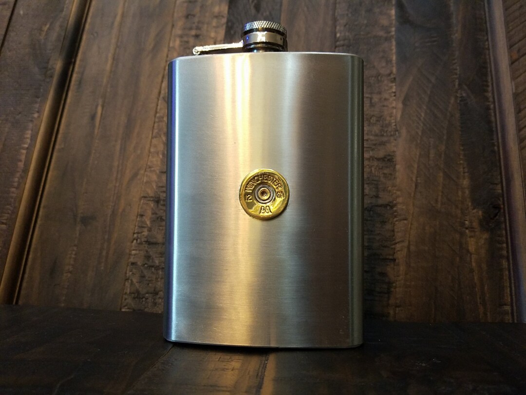 Stainless Steel Bullet Flask, 12GA, Winchester, Remington Wedding Party ...