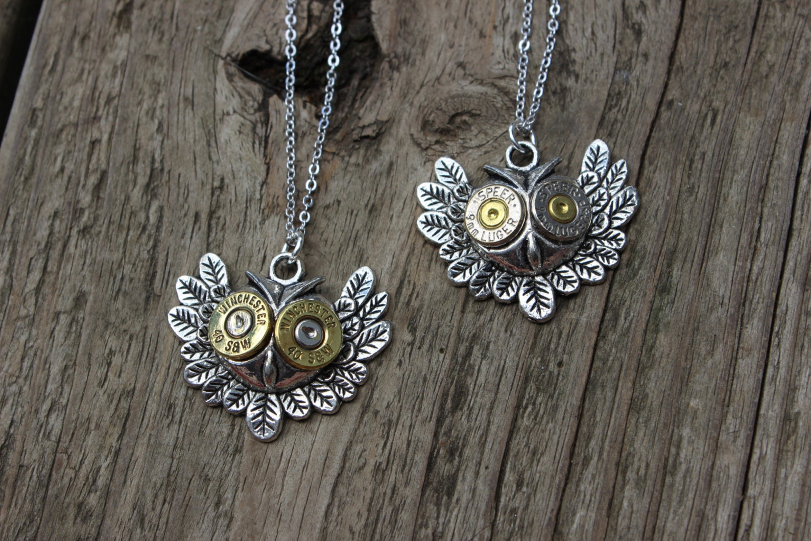 Handmade Owl Bullet Necklace in Silver OR Antique Brass, Owl Necklace ...