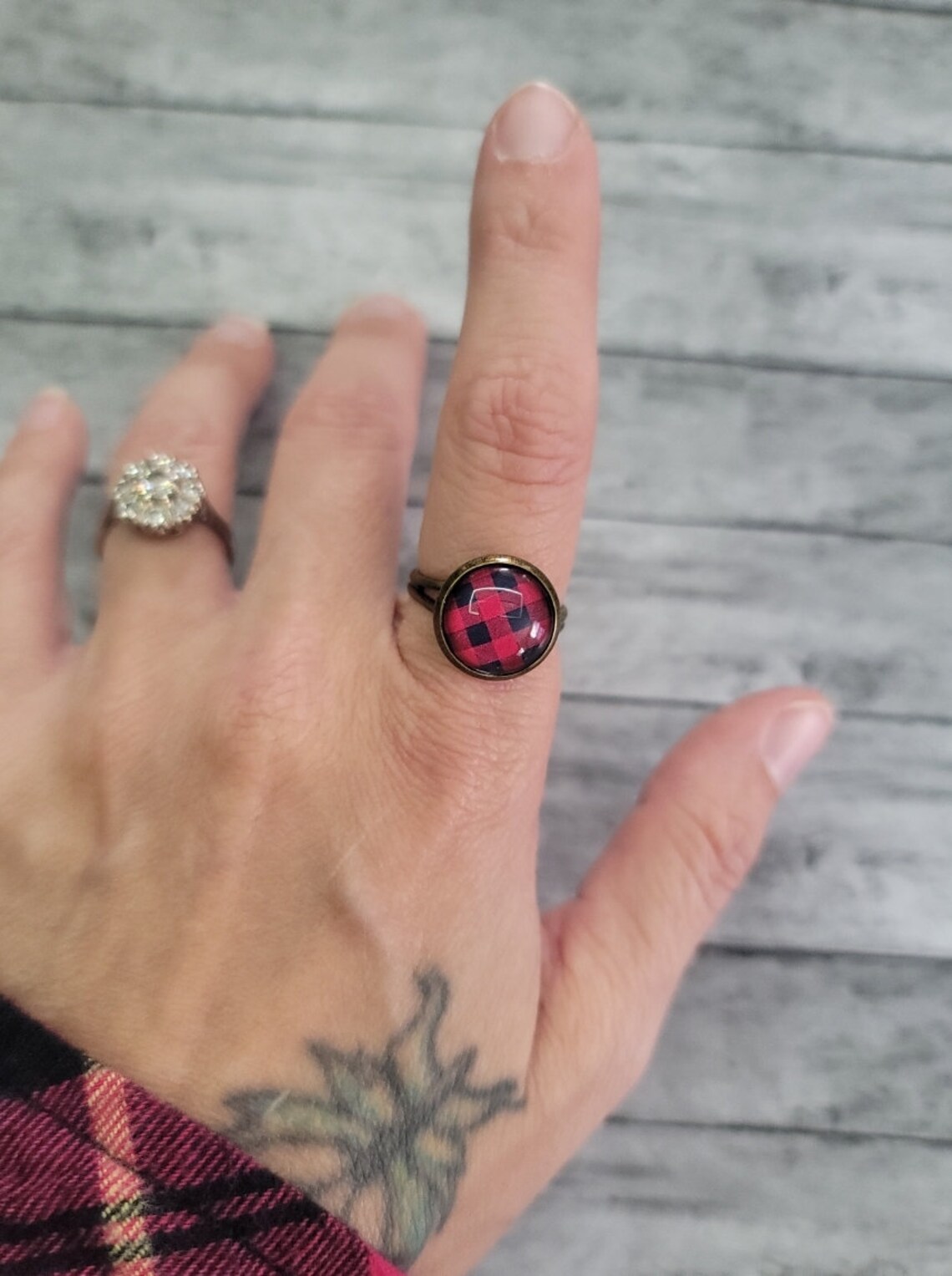 Plaid Ring Red Plaid Ring Red Buffalo Plaid Ring Fall Plaid | Etsy