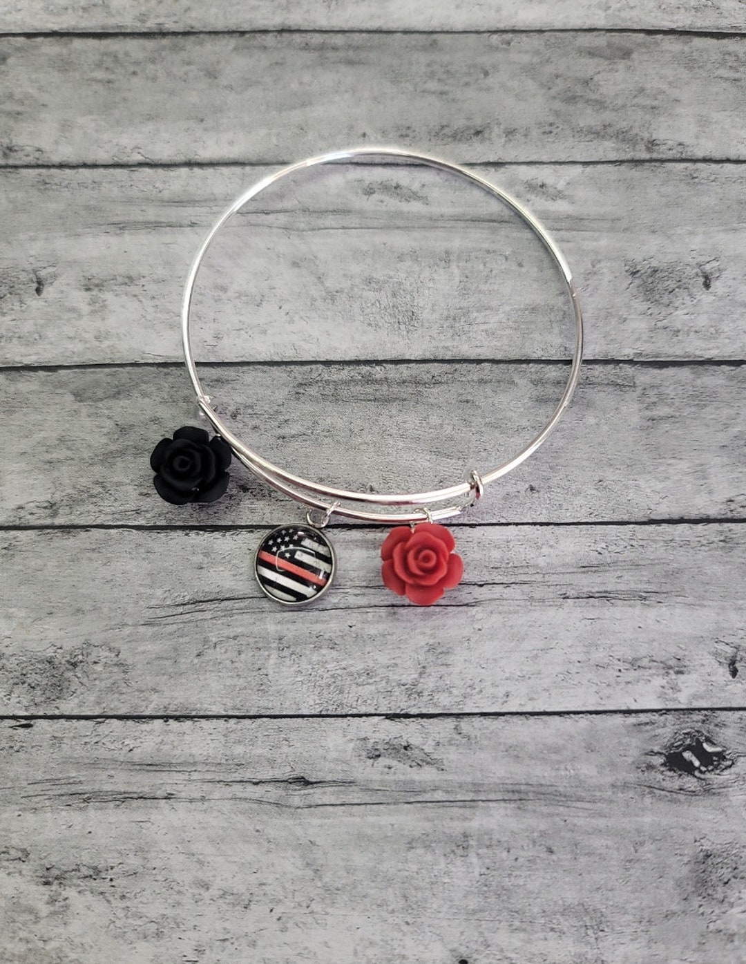 Thin Red Line Flag Bracelet, Thin Red Line Flag Bracelet Bangle Thin ...