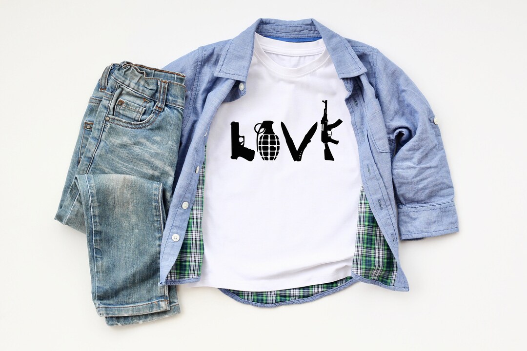 LOVE Guns Military Toddler Tee Kid's Tee T-shirt Guns - Etsy