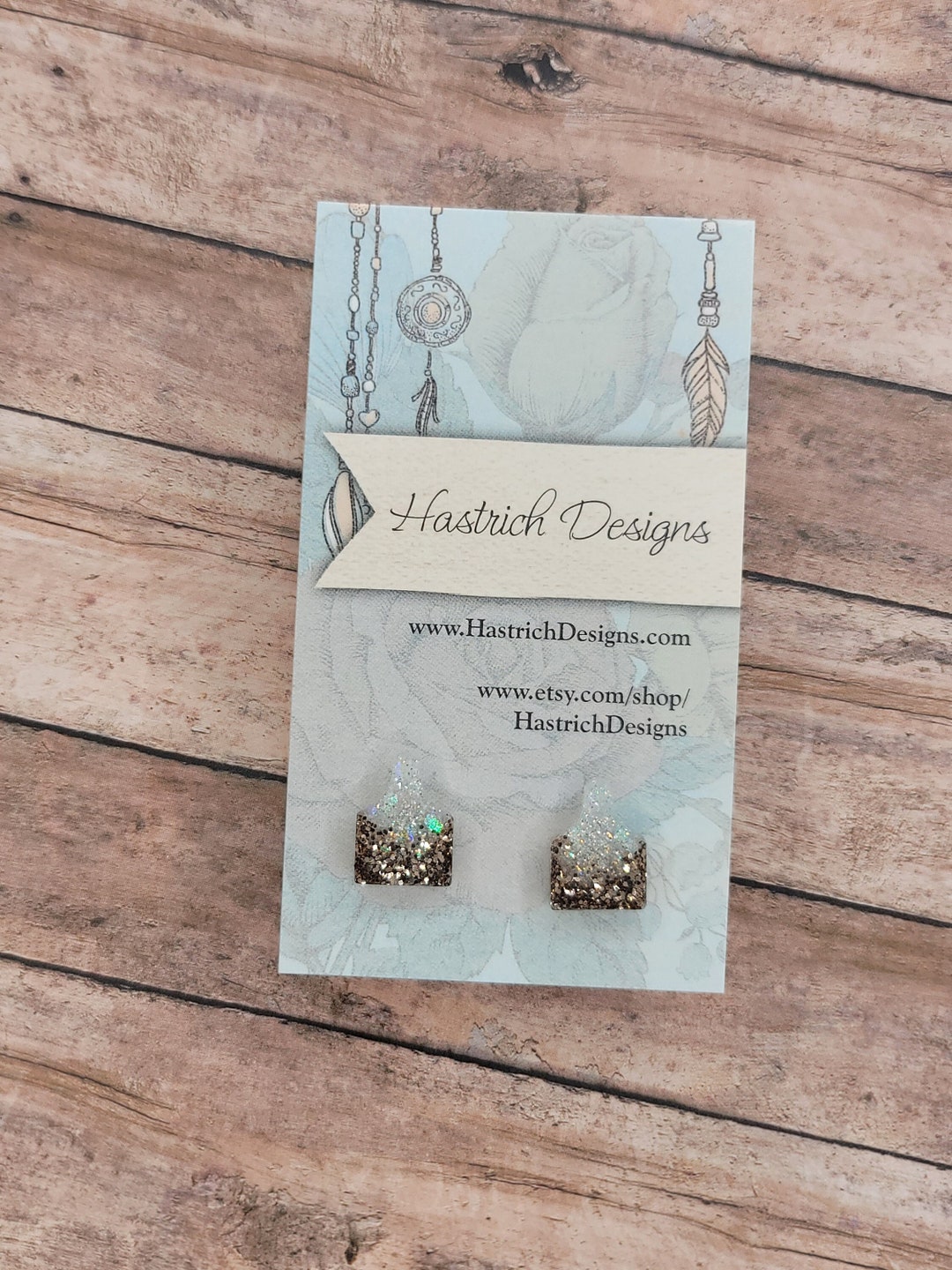 Ombre Glitter Cow Tag Stud Earrings, Cow Tag Earrings, Cattle Tag Stud ...