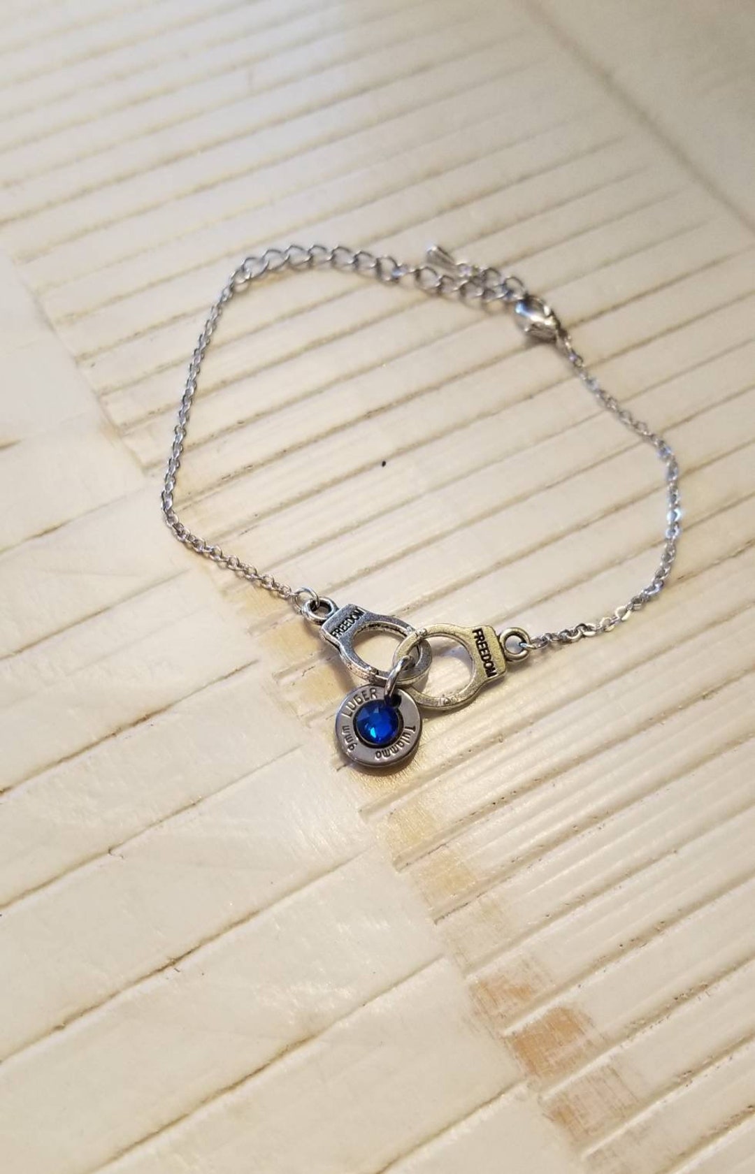 Thin Blue Line Bullet Bracelet, Handcuffs Bracelet, Thin Blue Line Gift ...