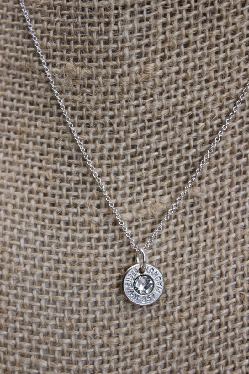 Handmade Nickel Bullet Necklace in Silver with Clear Swarovsi | Etsy
