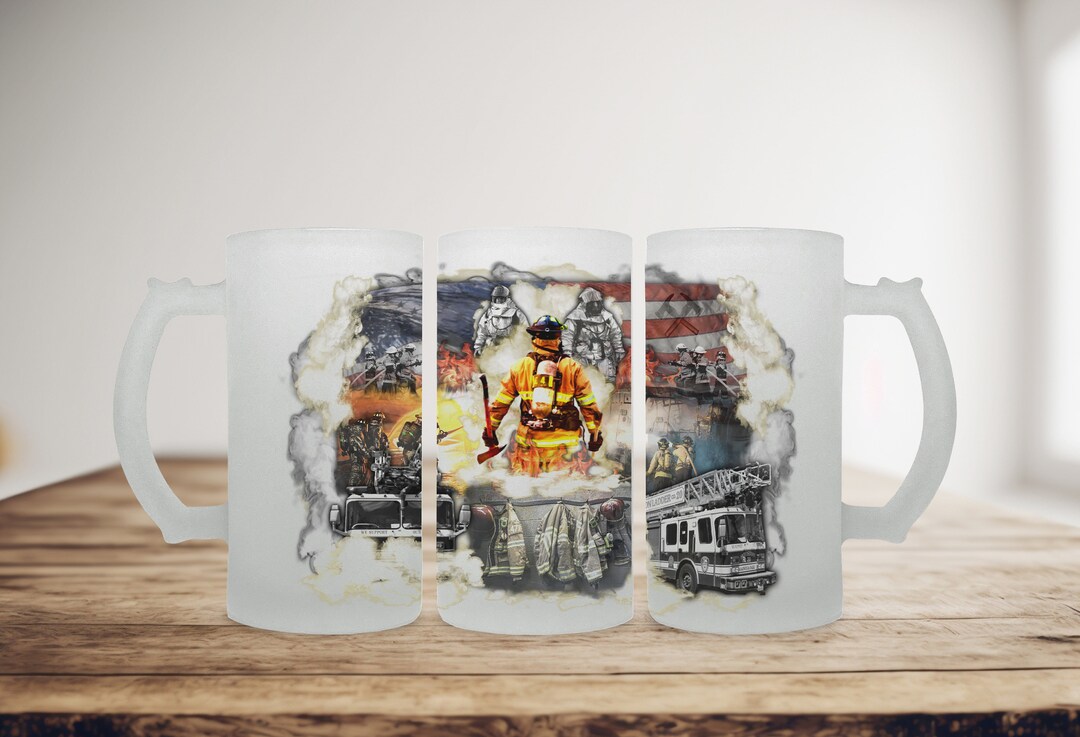 Fireman Frosted Stein, Fireman Beer Stein Beer Mug Firefighter Stein ...