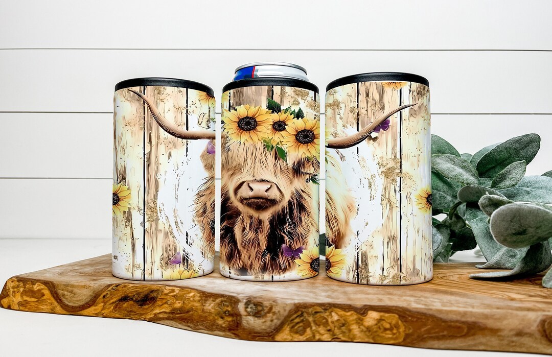 Highland Cow 4 in 1 Can Cooler, Fits All - Stainless Steel Can Cooler ...